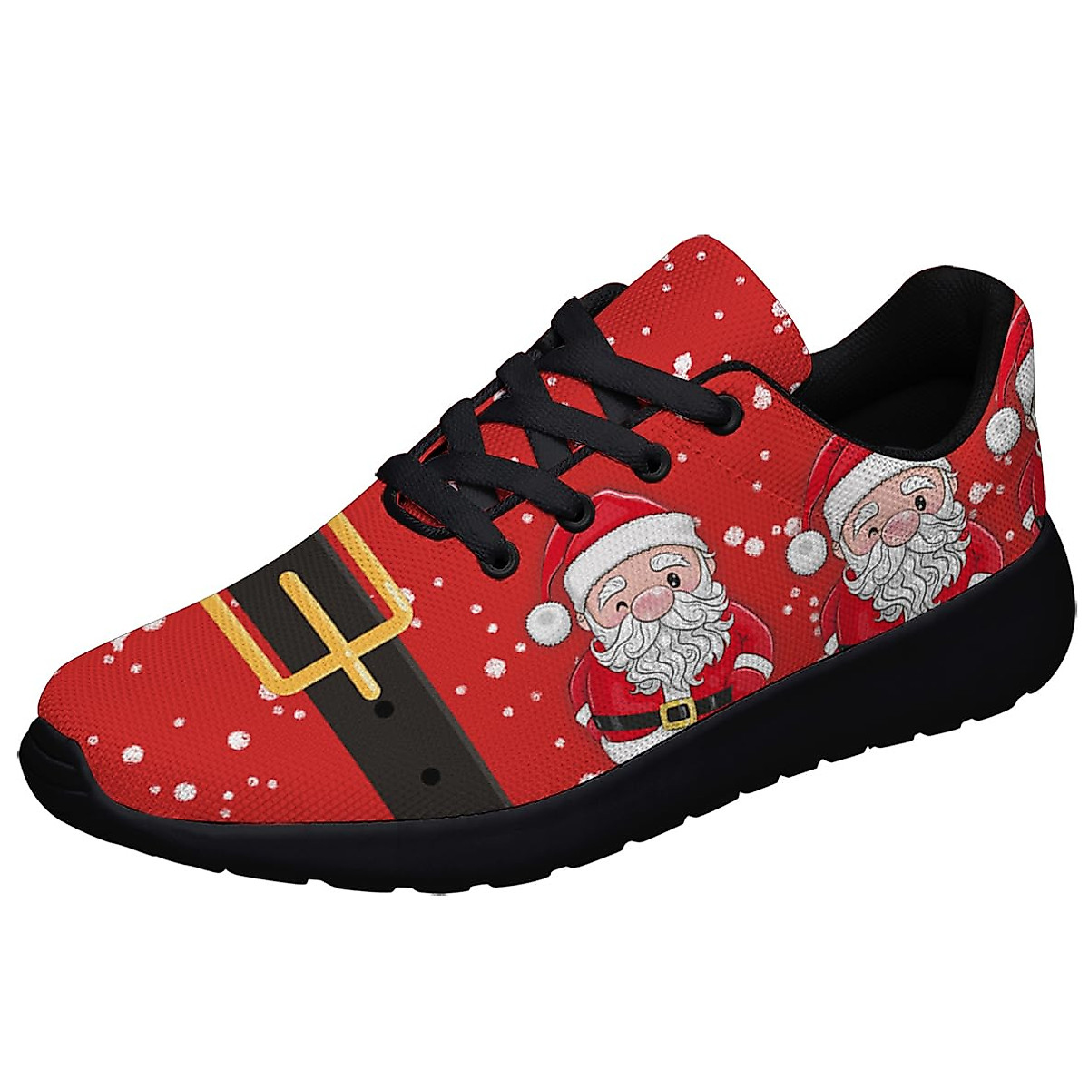 Christmas Santa Claus Shoes Womens Fashion Casual Shoes Mens Breathable Trail Running Sneakers for Girl Boy Black Size 13