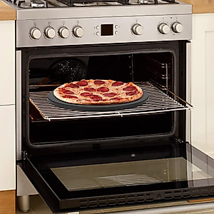 Onlyfire Round Pizza Grilling Stone for Oven, BBQ and Grill - 15” Non-Stick Black Ceramic Baking Stone for Pies, Pastry Bread, Calzone - Home Kitchen Accessories