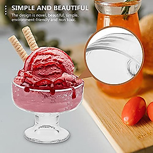 Glass Dessert Bowls Footed Ice Cream Cups Glass Dessert Cup Custard Cup Decorative Trifle Bowl for Fruit Salad Snack Cocktail Condiment Serveware 250Ml Glass Trifle Bowl Easy to Clean