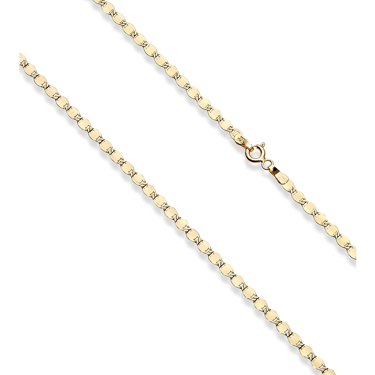 Miabella 18K Gold Over 925 Sterling Silver Figaro, Beaded Singapore, Sparkle, Cuban Link Chain, Adjustable Choker Necklace for Women Made in Italy (Sparkle, 15+2 Inches)
