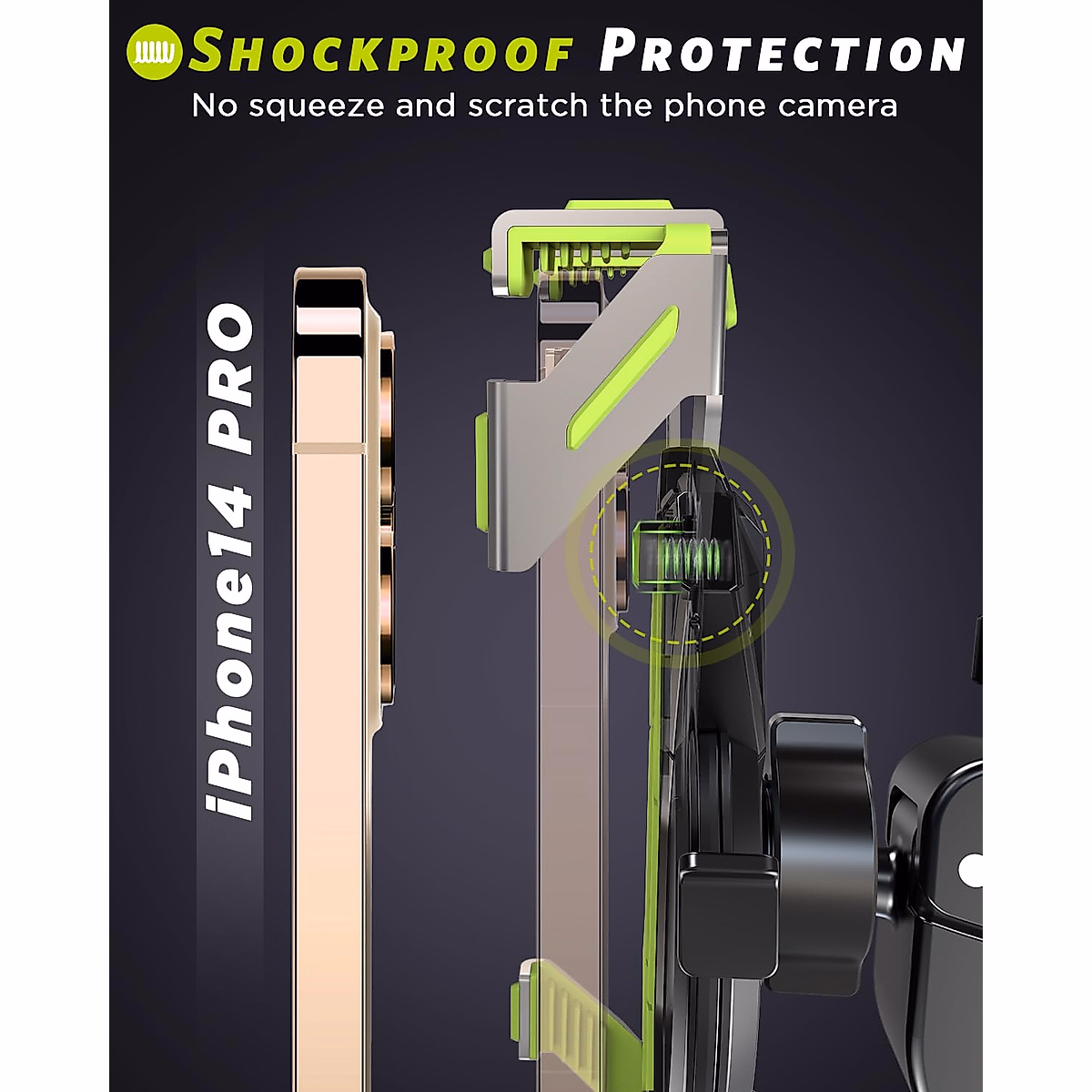 IPOW Bike Phone Holder, Adjustable Motorcycle Phone Mount, 2023 Upgraded Motorcycle Handlebar Phone Clamp, Scooter Phone Clip Compatible with iPhone 14 Plus/Pro Max, 13 Pro Max, S23, S22, Green