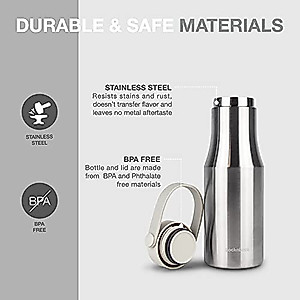 LocknLock Metro Bottle Double-Wall Insulated Stainless Steel with Silicone Handle, 16 oz, Silver