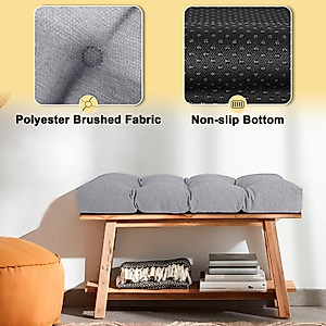ROFIEJOX Bench Cushion 36 Inch - Polyester Brushed, High-Density Foam, Non-Slip Bottom, Soft Durable Indoor Tufted Long Seat Cushion for Window Garden Furniture (Grey, 36x14x4 Inch)