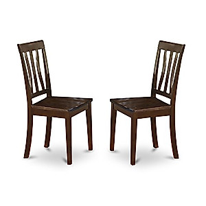 East West Furniture Boston 5 Piece Kitchen Set for 4 Includes a Round Dining Room Table and 4 Solid Wood Seat Chairs, 42x42 Inch, Cappuccino