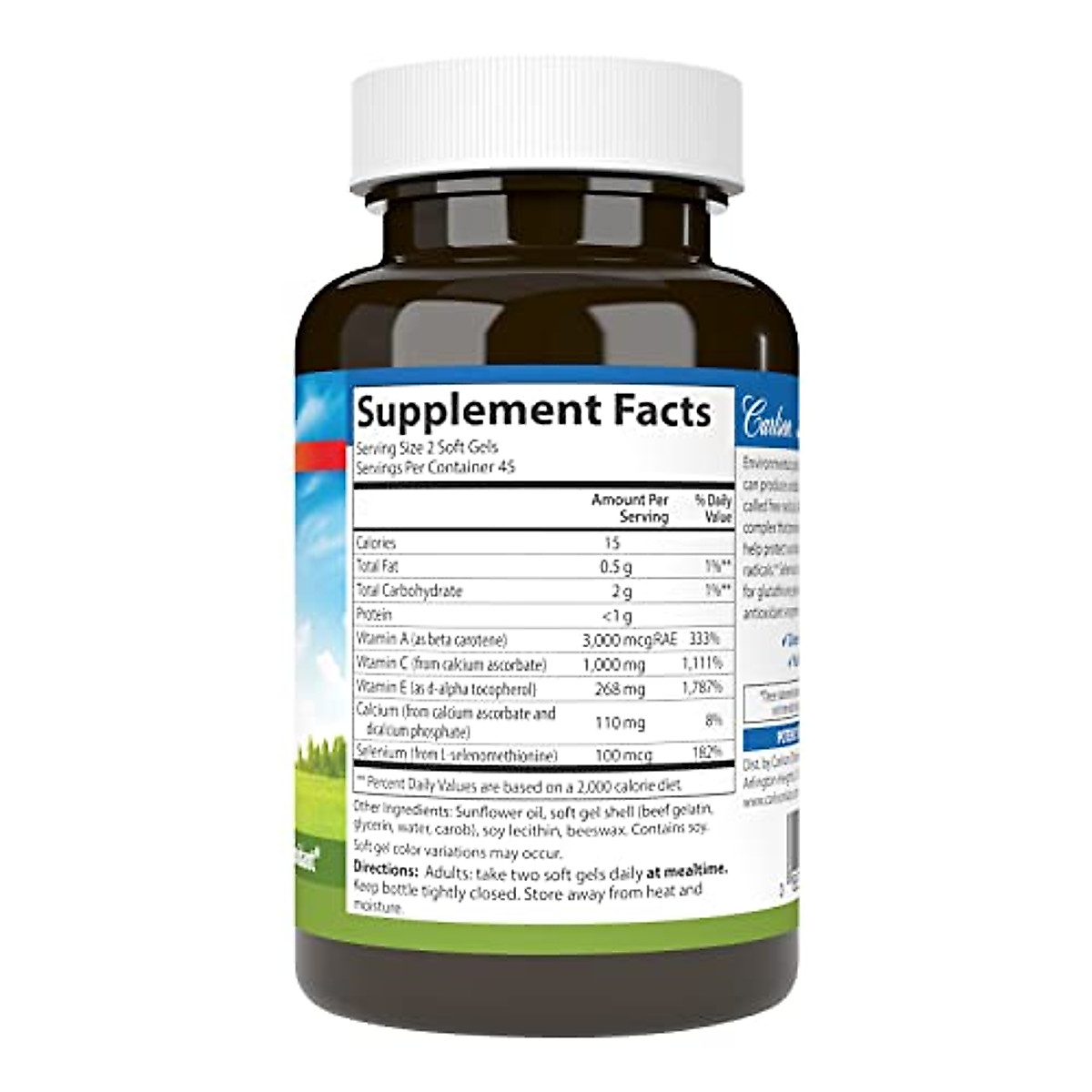 Carlson - ACES, Vitamins A, C, E + Selenium, Cellular Health & Immune Support, Antioxidant, 90 Softgels