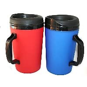 GAMA Electronics 2 ThermoServ Foam Insulated Coffee Mugs 34 oz (1) Blue & (1) Red