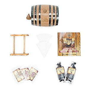 Personalized Whiskey Making Kit – Includes Personalized American White Oak Barrel (2 L.), Stand, Spigot, Essence Bottle, Barrel Cleaning Kit & More – Great Drinking Gift For Men
