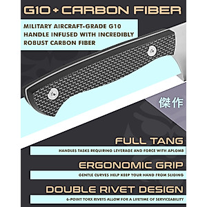 KESSAKU 8-Inch Nakiri Vegetable Cleaver Knife - Senshi Series - Forged Japanese AUS-8 High Carbon Stainless Steel - Carbon Fiber G10 Handle with Sheath