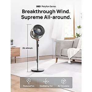 Dreo Standing Fan, 120°+120°Omni-directional Oscillating Fan For Bedroom, 80 ft Circulator With Remote, DC Motor Quiet Pedestal Fans, Adjustable Height, 8 Speeds, 3 Modes, 8H Timer, Home, PolyFan 502