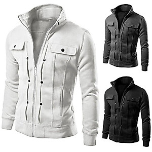 KINGOLDON Cardigan Coat Fashion Jacket Mens Slim Designed Lapel Sweatshirt