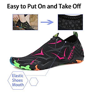 Mishansha Water Shoes for Women Beach Shoes Quick Dry Swimming Shoes Outdoor Surfing Kayaing Warer Aerobic Shoes Black&Red 8.5 M US Women (40)