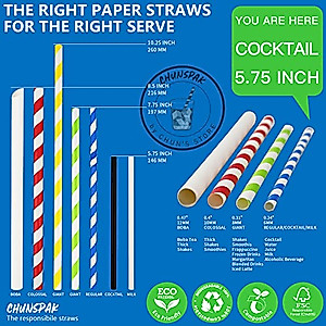 [500 Bulk] 5.75 inch Black Short Paper Straws, Stir Straws for Cocktail, Coffee, Mixed Drinks - Home, Bar and Restaurant Straws - 100% Biodegradable