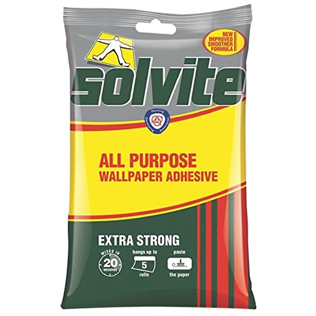 Solvite All-Purpose Wallpaper Adhesive, Reliable Adhesive for Wallpaper, All-Purpose Adhesive with Long-Lasting Results, Wallpaper Paste Hangs up to 5 Rolls (1x92 g Sachet)