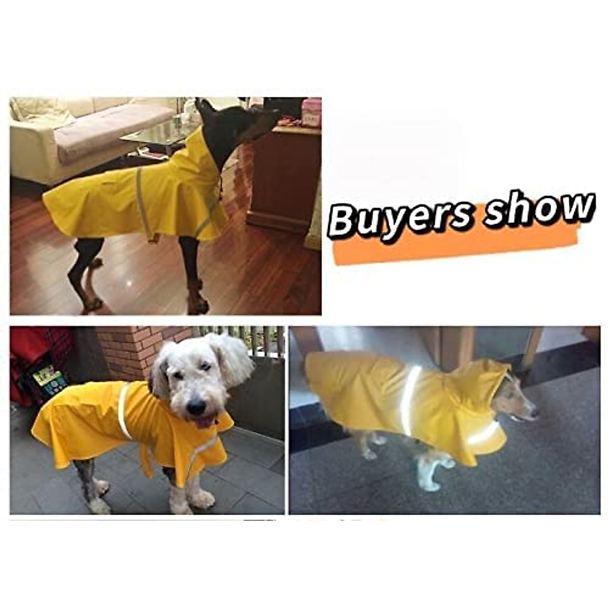 TURNGHK Pet Dog Raincoat Waterproof Hooded Dog Rain Jacket with Pocket Adjustable Lightweight Slicker Poncho with Reflective Strip for Small Medium Large Dogs(Yellow XL)