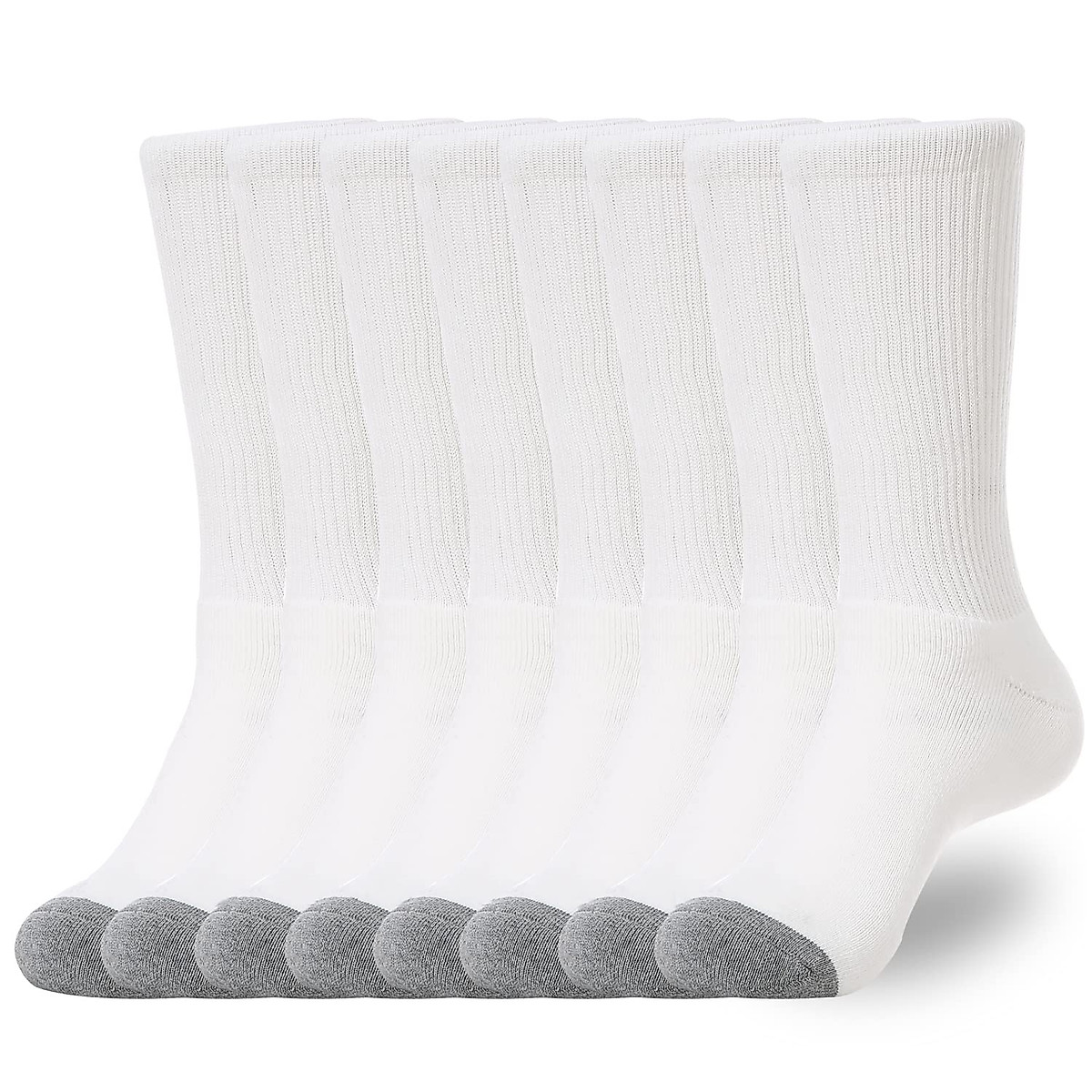 WANDER Women's Athletic Crew Socks 8 Pairs Cushion Running Socks for Women Sport Wicking Cotton Socks 7-10/10-14(Shoe Size :7-10, 8 Pairs White)
