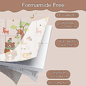 GZZ Foldable Baby Play Mat,Reversible, Waterproof, Anti-Slip Floor Playing Mats for Infants, Babies, Toddlers Indoor/Outdoor (Cute Bear Tall Foot+Animal Music Festival, 79"*71"*0.4")