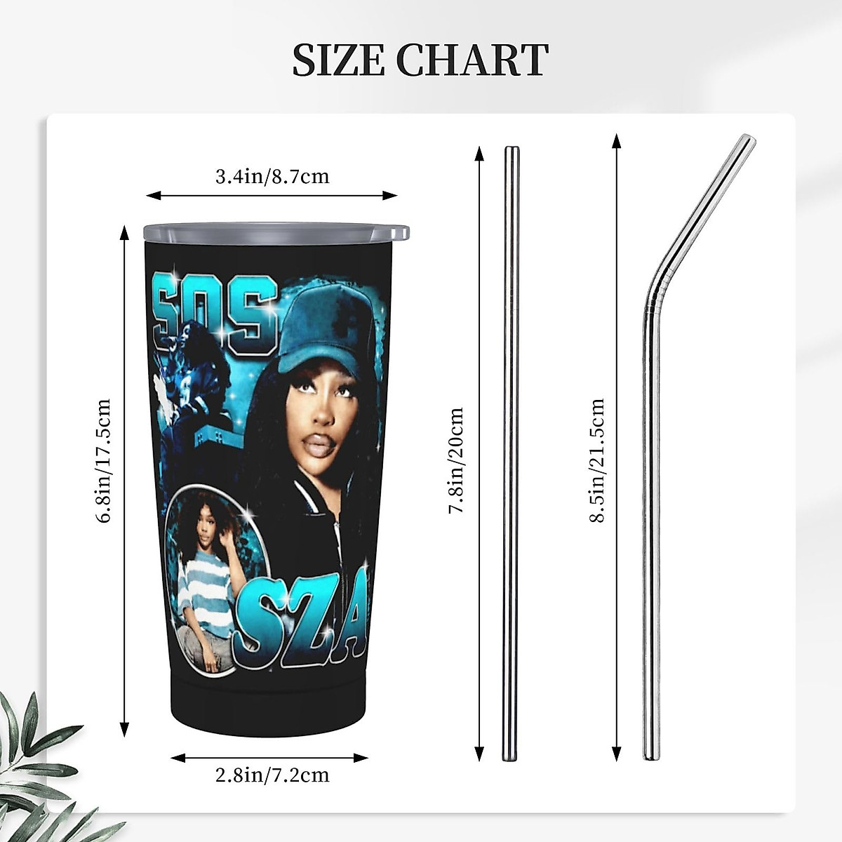 Zyxmconas SZAs Stainless Steel Insulated Tumbler Double Wall Travel Cup With Straw And Lid For Home Office Car 20 oz