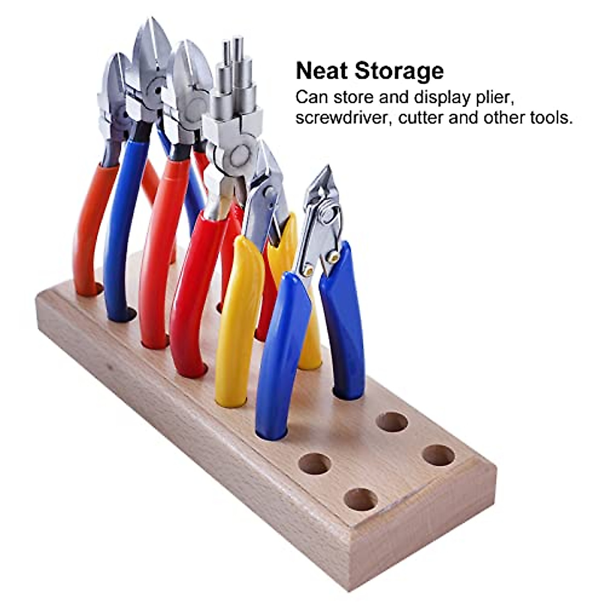 Plier Organizer Pine Wood Display Stand Base Wooden Cutter Holder Rack 16 Holes for Storage