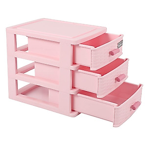 Nicfaky Plastic Drawer Designed 3 Compartment Jewelry Storage Box Pink