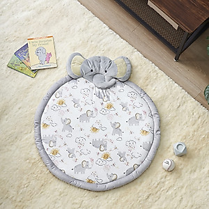 WTdianpu Thick Baby Play Tummy Time Mat Plush Stuffed Animal Infant Crawling Nap Activity Travel Mat for Newborn Girl Boy Toddler - Nursery Gift, 30''x30'', Elephant(2) (421PB0072N-1)