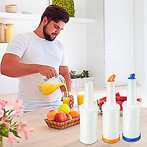 18 Pack Bar Pour Colorful Juice Pouring Bottle Containers 34 oz Plastic Juice Dispensers in 6 Colors for Bar Home Kitchen Party Supplies