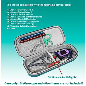 ButterFox Hard Stethoscope Case fits 3M Littmann Classic III, Lightweight II S.E, Cardiology IV Diagnostic, MDF Acoustica Deluxe Stethoscopes - 12 Colors (Black Hearts)