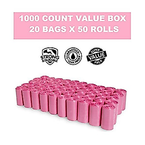 Pink Poop Bags - 1000 Count Dog Waste Bags, Cat Litter Bags