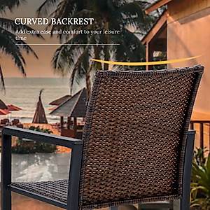 VICLLAX 5-Piece Patio Dining Set, Outdoor Furniture Set Includes 42" Patio Round Table and Outdoor Wicker Chairs for Lawn Garden, Black Table