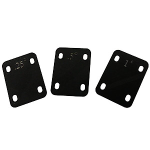 TUOREN Guitar Neck Shims 3Pcs 0.25°, 0.5°, and 1°Degree Nylon Gasket for Guitar and Bass Bolt-on Neck Repair 3 x 2.2inch Black (Black)