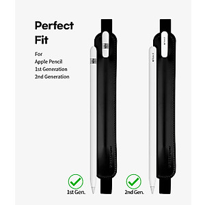 Goospery Pencil Holder Compatible with Apple Pencil (1st & 2nd Generation) Sling Sleeve PU Leather Pouch Case Pocket Accessories Elastic Band Fit iPad 8th 7th Mini 5th/Notebook/Tablets - Black