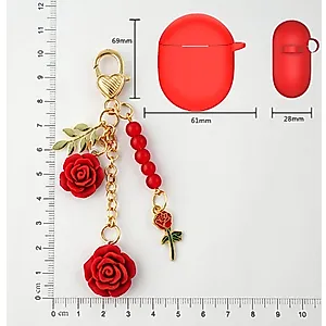 for Google Pixel Buds Pro Case Cover with Keychain,Cute Silicone for Pixel Buds Pro Charging Case Protective Cover with Flowers Carabiner Key Chains for Google Buds pro case for Women Girls (Green)