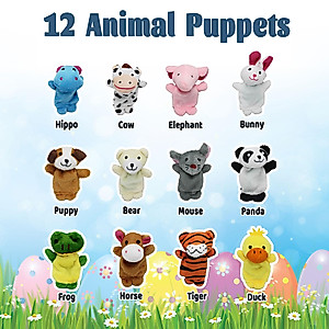 VEALIZUU 12 Pack Easter Eggs with Mini Plush Animals Finger Puppets Toys for Kids, Perfect for Easter Egg Hunt Game, Easter Party Favors, Easter Gift for Kids