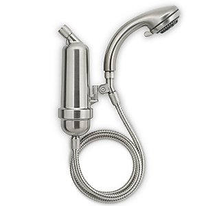 WaterChef Handheld Shower Filter System SF-7C (Brushed Nickel) - Deluxe Adjustable Wand, Advanced Filtration for Superior Chlorine Reduction - NSF/ANSI Certified: 96.6% of Chlorine, 10,000 Gal., USA