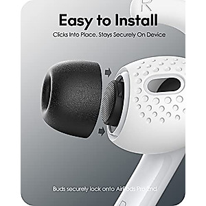 Gcioii 4 Pairs Memory Foam Tips and Ear Hooks Accessories for Apple AirPods Pro 2nd Generation (XS/S/M/L Buds, White Hooks)