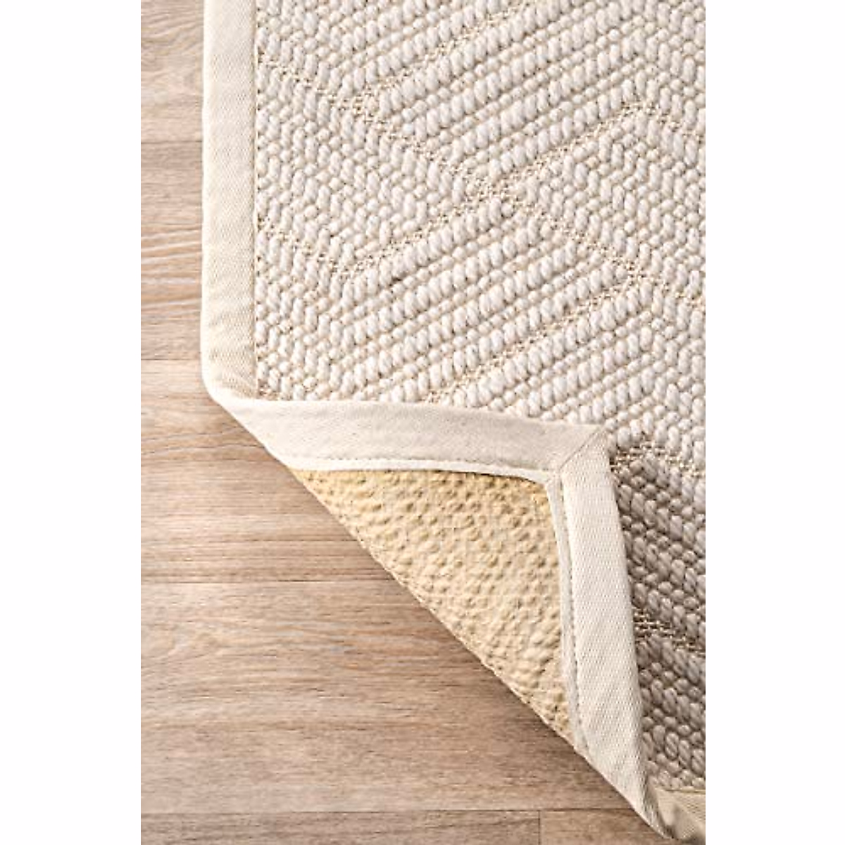 nuLOOM Suzanne Natural Textured Wool Area Rug, 4' x 6', Cream
