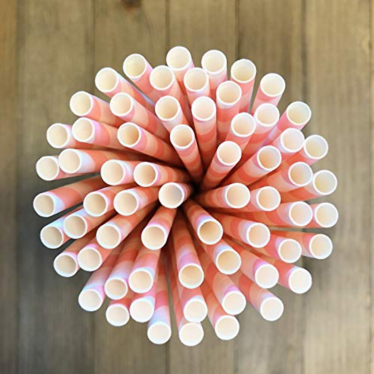 Striped Paper Straws - Mint Green Light Blush Pink White - 7.75 Inches - Pack of 50 Outside the Box Papers Brand