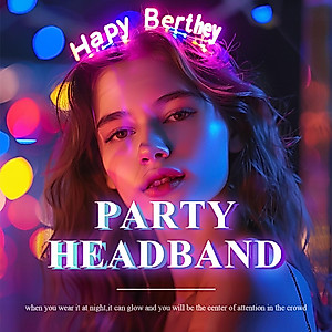JEWEKY Light Up Headband Star Moon Hair Band Flashing Headpiece Led Rave Costume Party Hair Accessories Women (see through)