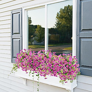 Tepaler Artificial Flowers 6 Bundles Outdoor UV Resistant Fake Flowers No Fade Faux Plastic Greenery Shrubs Home Garden Porch Window Box Decorating (Purple)