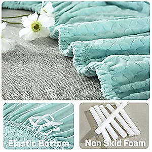 Jacquard High Stretch Sofa Slipcover, Thick Soft Sofa Slipcover Furniture Protector Washable for Living Room Pets Cat Dog-Blue-4 Seater