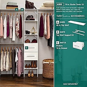 ClosetMaid SuiteSymphony Wood Top Shelf, Add On Accessory, Closet Shelf, 48 in. Wide, Pure White