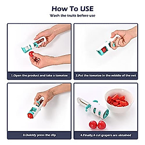 Grape Cutter For Kids Toddlers,Seedless Grape Baby Cherry Tomatoes Strawberry Slicer Pitted Olives Into 4 Pieces for Vegetable Fruit Salad(green)
