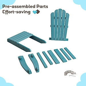 EFURDEN Kids Adirondack Chair, Polystyrene Adirondack Chair for Children, Easy-Maintenance Patio Chair for Outdoor and Indoor (Blue)