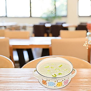 Angoily Porcelain Stockpot Flower Enamel Stock Pot Stockpot with Lid Enamel Coated Oven Stovetop for Soup Chicken Pot Roast Kitchen Cookware 16cm Ceramic Soup Pot