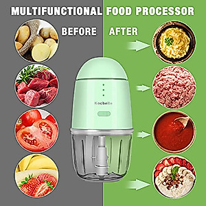 Food Processor - Cordless Mini Food Processor & Portable Small Food Chopper for Vegetables Fruit Salad Onion Garlic,Kitchen,1.3Cup 10 0z,150 Watts,Glass Container Dishwasher Safe (Green)