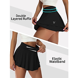 V FOR CITY Tennis Skirt for Women High Waist with Shorts Pockets Flowy Athletic Running Golf Skorts Skirts Black M
