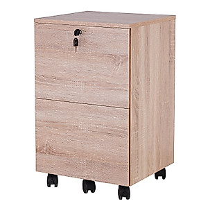 TOPSKY 2 Drawers Wood Mobile File Cabinet for Letter Size Files Fully Assembled Except Casters (Rustic Brown)