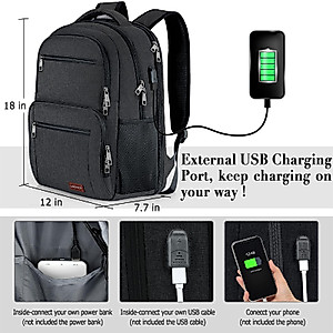 BIKROD Backpack for Men, TSA Travel Backpack, School Backpacks for Teens Water Resistant Back Pack with USB Charging Port, Business Anti Theft Durable Computer Bag Gifts Fits 15.6 Inch Laptop,Black
