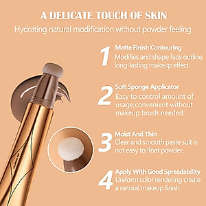 DAGEDA Contour Beauty Women Wand, Liquid Face Concealer Pen, Smooth Creamy Matte Finish Liquid Contour Stick with Soft Cushion Applicator, Blendable Waterproof Body Face Contouring Makeup, 0.53oz (01)