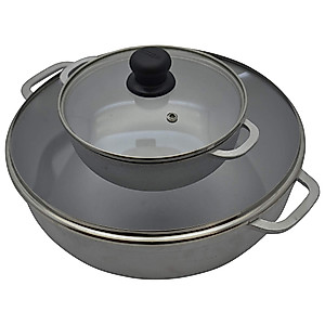 IMUSA USA 2 Piece Cast Aluminum Caldero Set with Glass Lid, Silver
