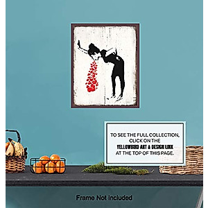 Banksy Wall Art - Love Sick Graffiti Art - Sign Plaque Photo Print - Funny Gift for Urban Street Art Mural Fans - Cool Unique Original Room or Home Decor, Wall Decoration Poster - 8x10 Unframed